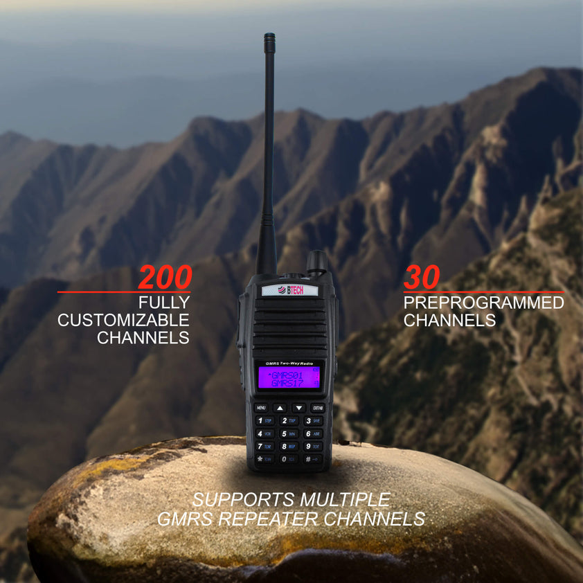 BTECH GMRS-V2 5W, IP54, GPS, Programmable GMRS Portable Radio – Comm ...