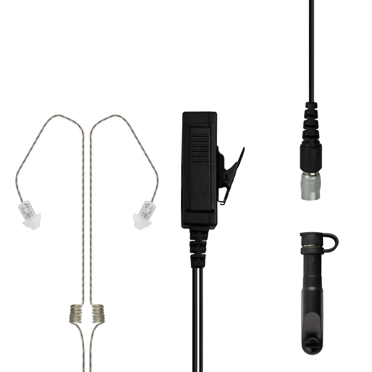 Patrol Mic & Dual Ear Invisible Series Tubeless Earpiece Complete Tact ...