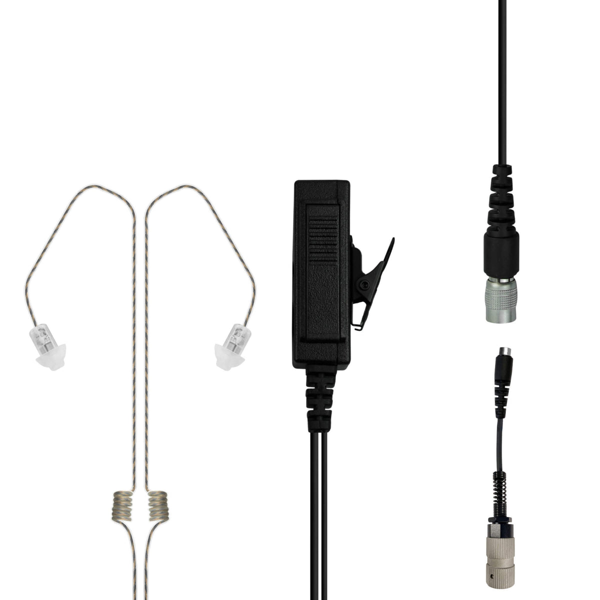 Patrol Mic & Dual Ear Invisible Series Tubeless Earpiece Complete Tact ...