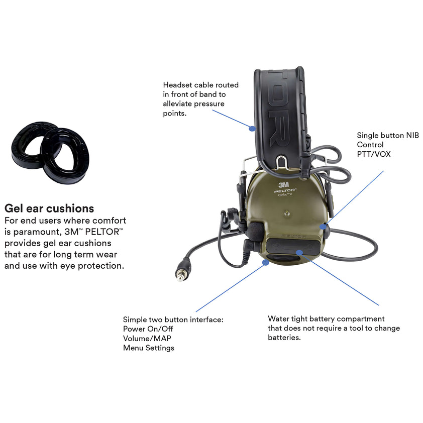 3M Peltor ComTac VI Tactical Headset w/ Active Hearing Protection/Enha ...