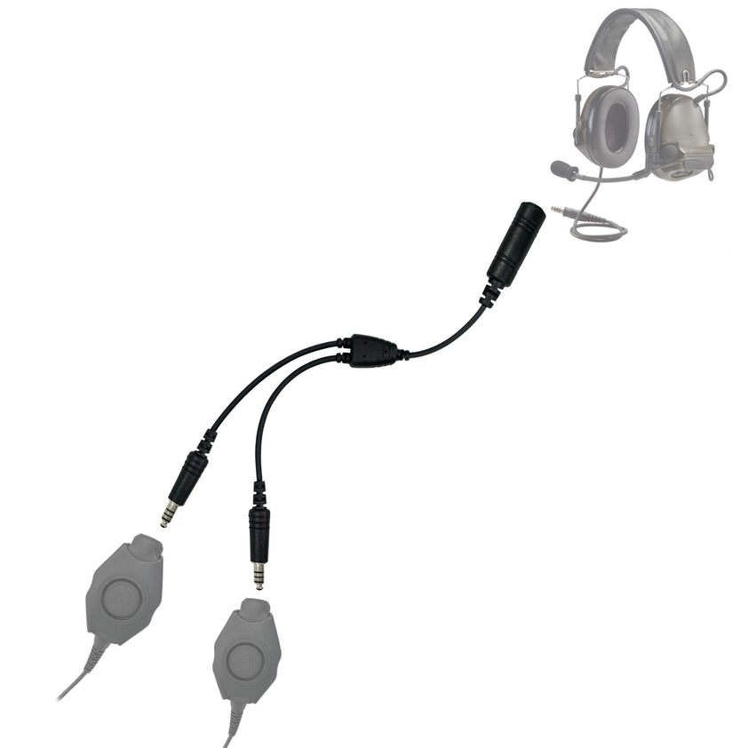 Dual PTT Adapter for Single Comm Headset: Peltor, MSA, OPS-CORE, TCI ...